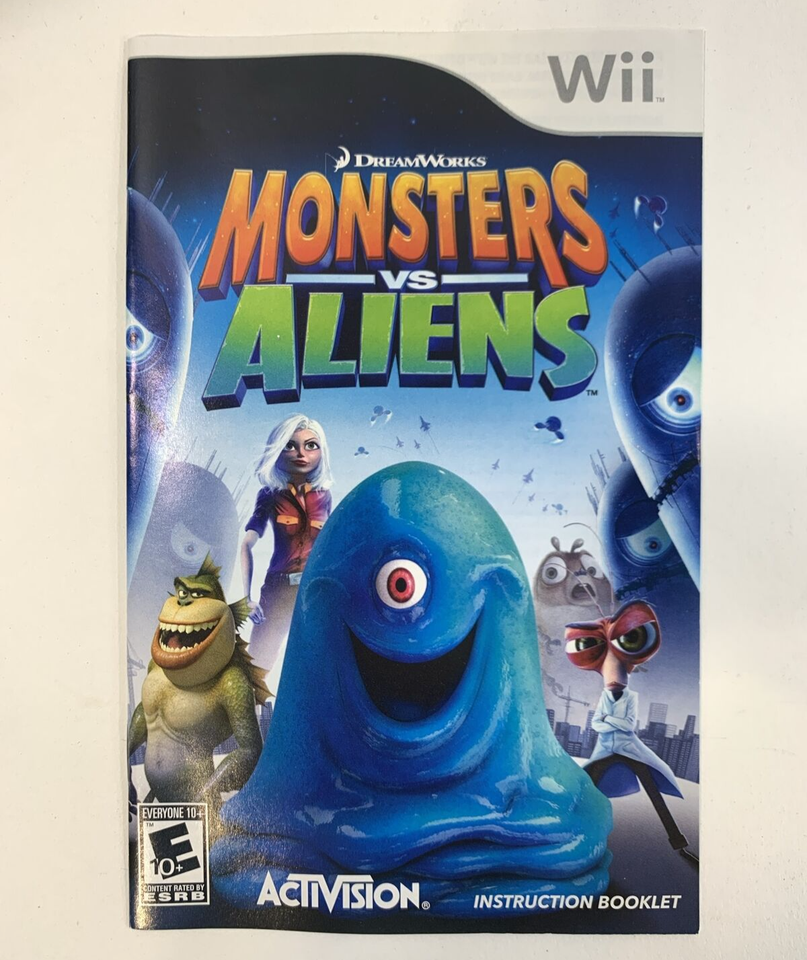 Monsters vs. Aliens (Nintendo Wii, 2009) Game Case Manual - Tested and ...