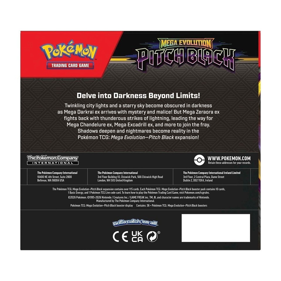 Pokémon TCG: Mega Evolution Pitch Black Booster Display Box (36 Packs ...