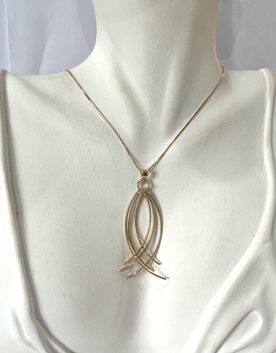 ZRW Italy 14K Yellow Gold Curved Tassel 18" Box Chain Necklace 3.3 ...