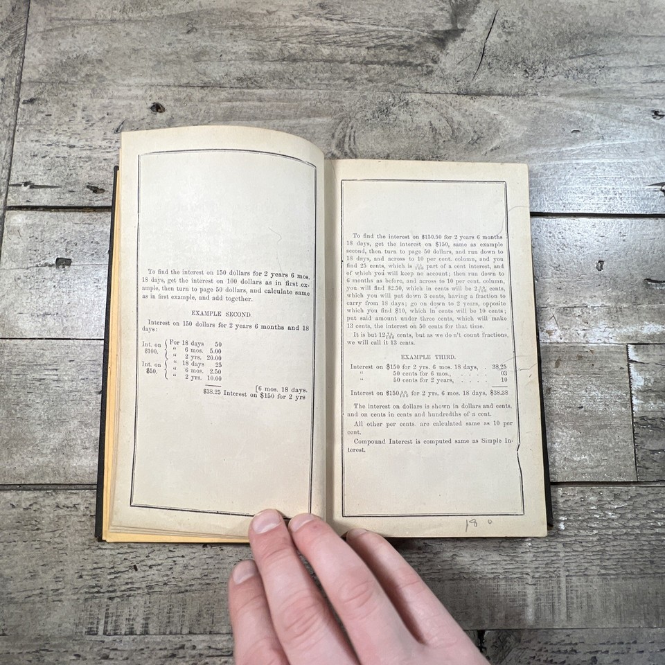 1859 Antique Business Math Book "Julian's Interest Tables" Lancaster ...