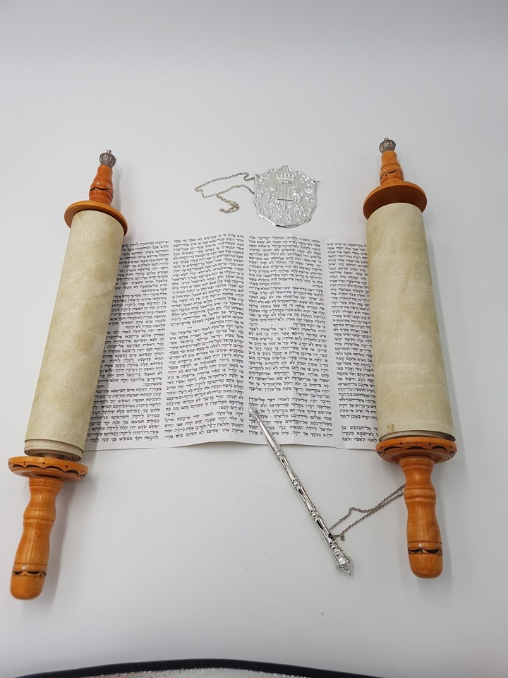 Big Sefer Torah Scroll Book Hebrew Bible + Yad Tora Pointer israel 47cm ...