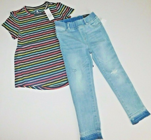 Gap Girl T-Shirt Jeans Blue Multicolor Size 5T/5Years Denim Cotton Stripe New | eBay