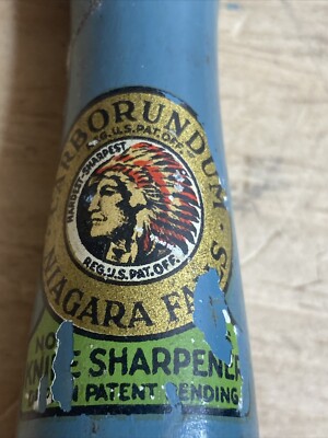 Vintage Carborundum Native American Sharpening Stone / Whetstone Wood ...
