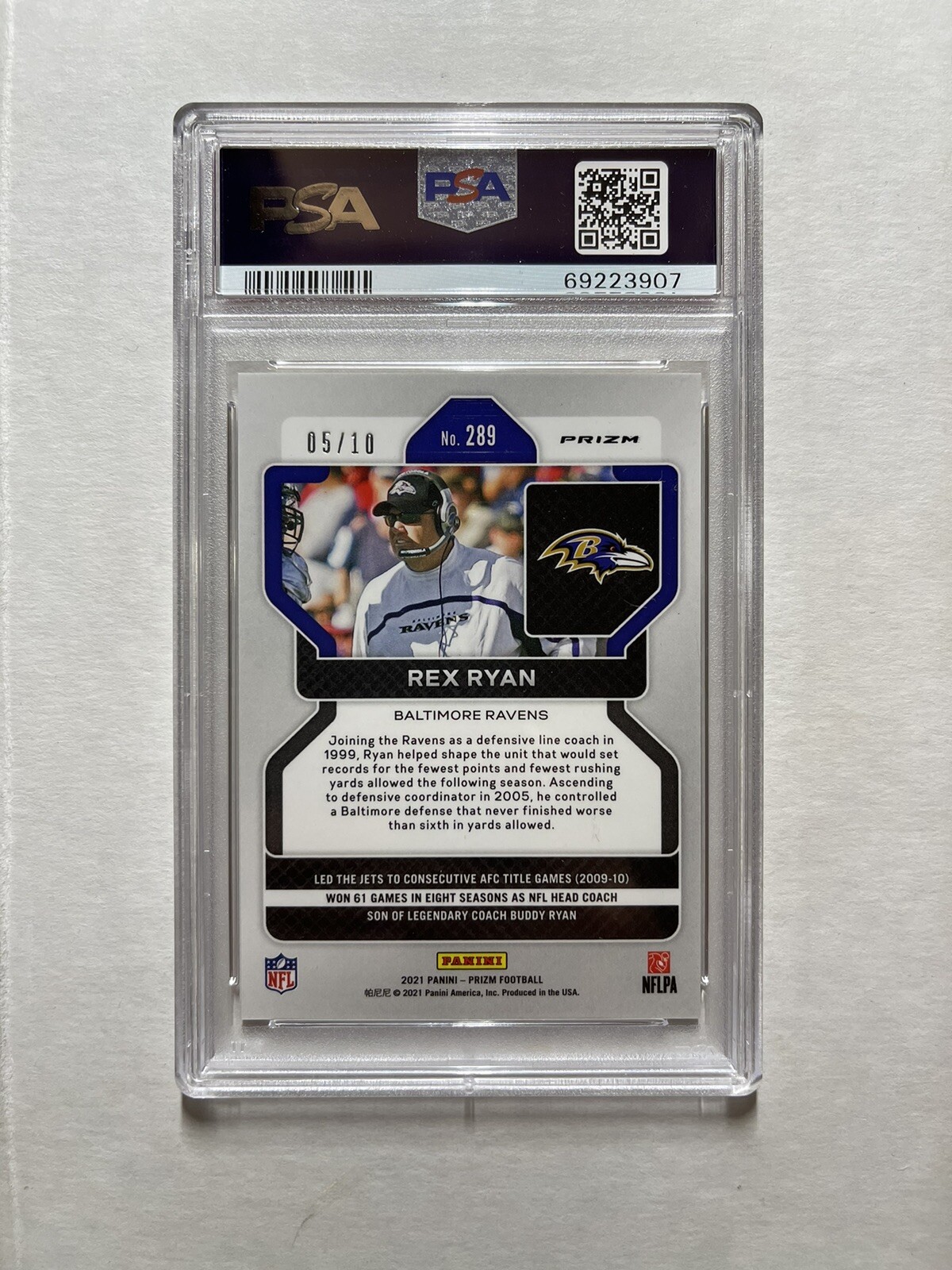 Rex Ryan 2021 Panini Prizm #289 Gold Prizms Rookie RC /10 PSA 10 Gem ...