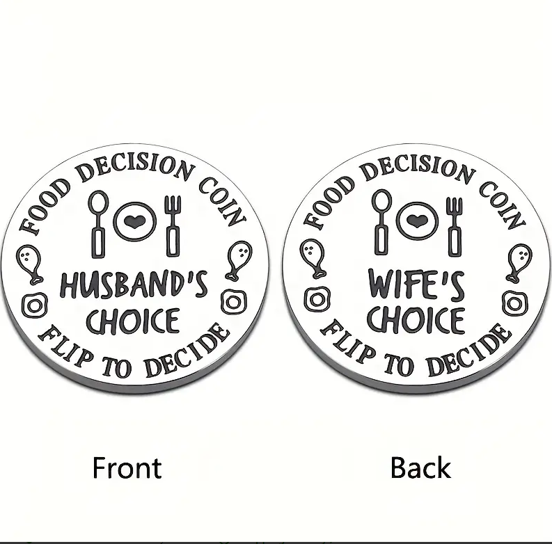 Food Decision Coin Husband or Wife's Choice Flip Coin Silver Metal ...