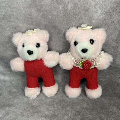 NEW VINTAGE 1988 DANDEE PINK TEDDY BEAR Couple PLUSH STUFFED ANIMAL TOY ...