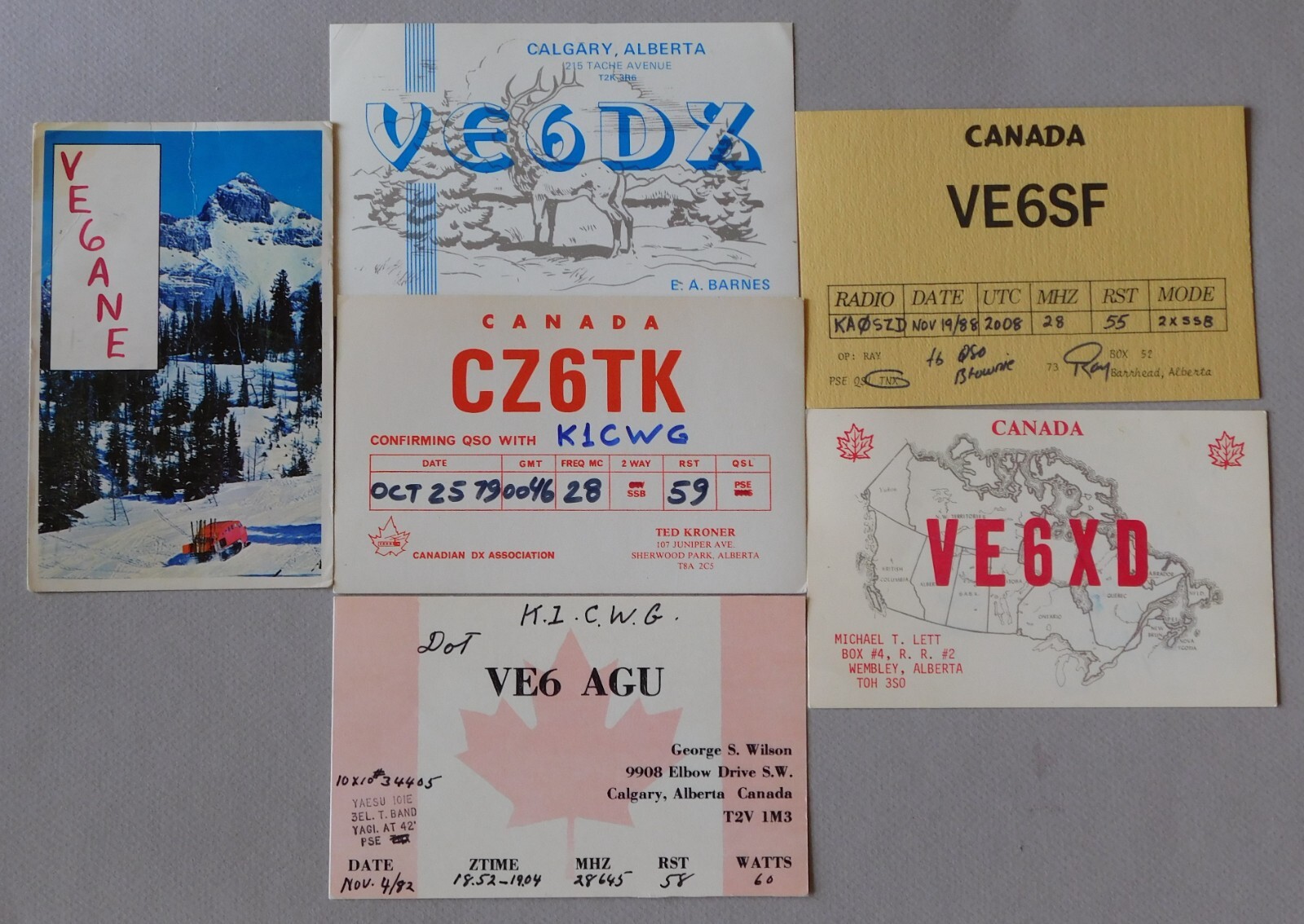 QSL AMATEUR RADIO CARDS – ALBERTA CANADA – 6 DIFFERENT – 1968-1988 | eBay