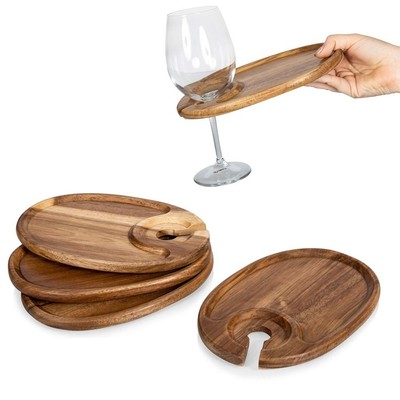 Elegant Appetizer Plates Wooden Wine Glass Holder Party Serving Platter ...