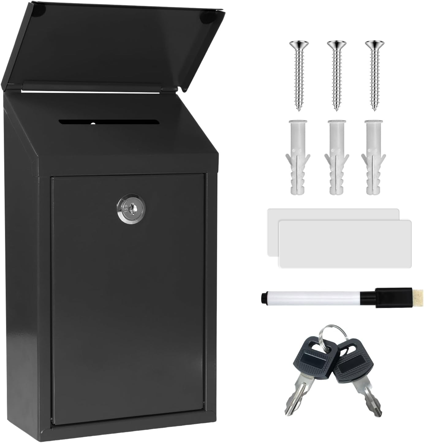 Metal Suggestion Box Donation Box with Slot Drop Box with Lock and Key ...