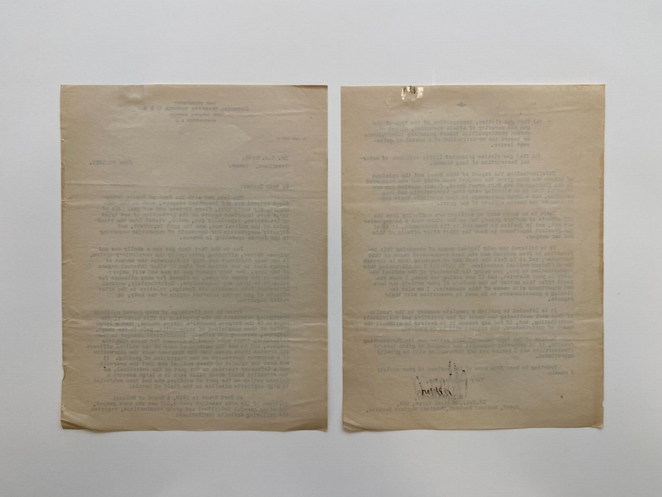 Lt. Col. H. L. Gilchrist 1921 Signed Letter WWI Chemical Warfare Svc ...