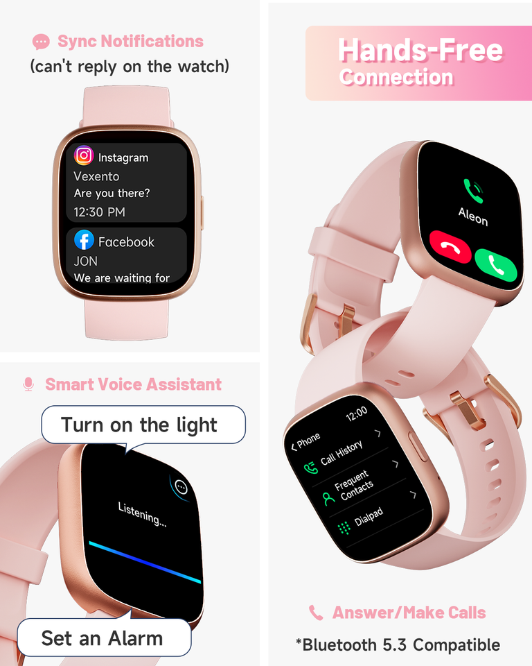 Smart Watch Men Women Waterproof Heart Rate Bluetooth for iOS Android ...