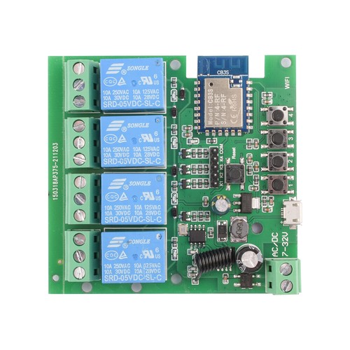 USB 5V / DC7-32V 4 Channel WIFI Remote Control Relay Switch Module ...