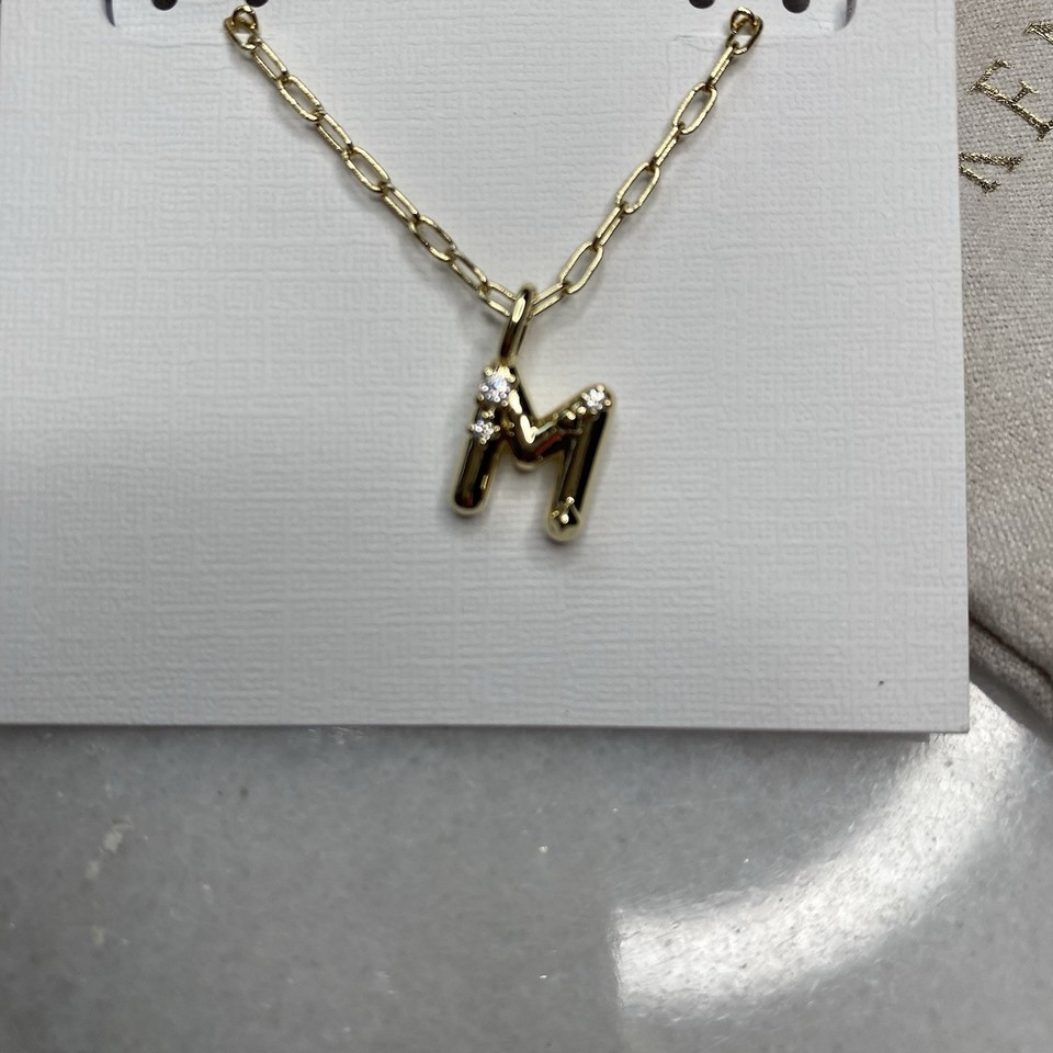 KENDRA SCOTT Crystal Letter M Gold Short Pendant Necklace 16" Chain | eBay