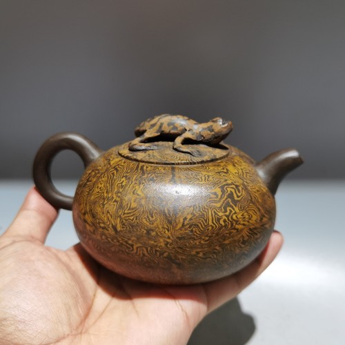 6" Chinese Yixing Zisha Clay Handmade carved lizard Kung Fu Tea ...