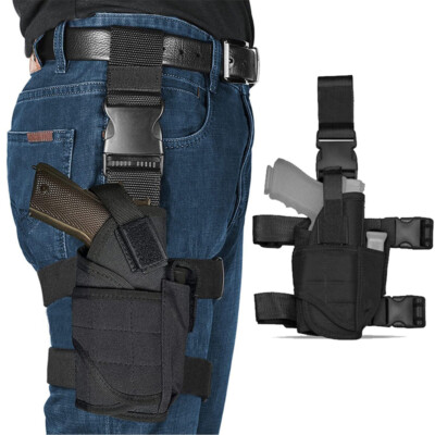 Adjustable Black Military Right Drop Leg Holster Tactical Thigh Pistol ...