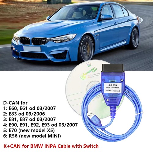 For BMW Inpa K+Dcan OBD2 Cable FTDI FT232RL Chip With Switch UK Ship ...
