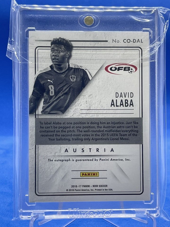 2016 Panini Noir David Alaba Auto Country Signatures 7/10 Autograph On ...