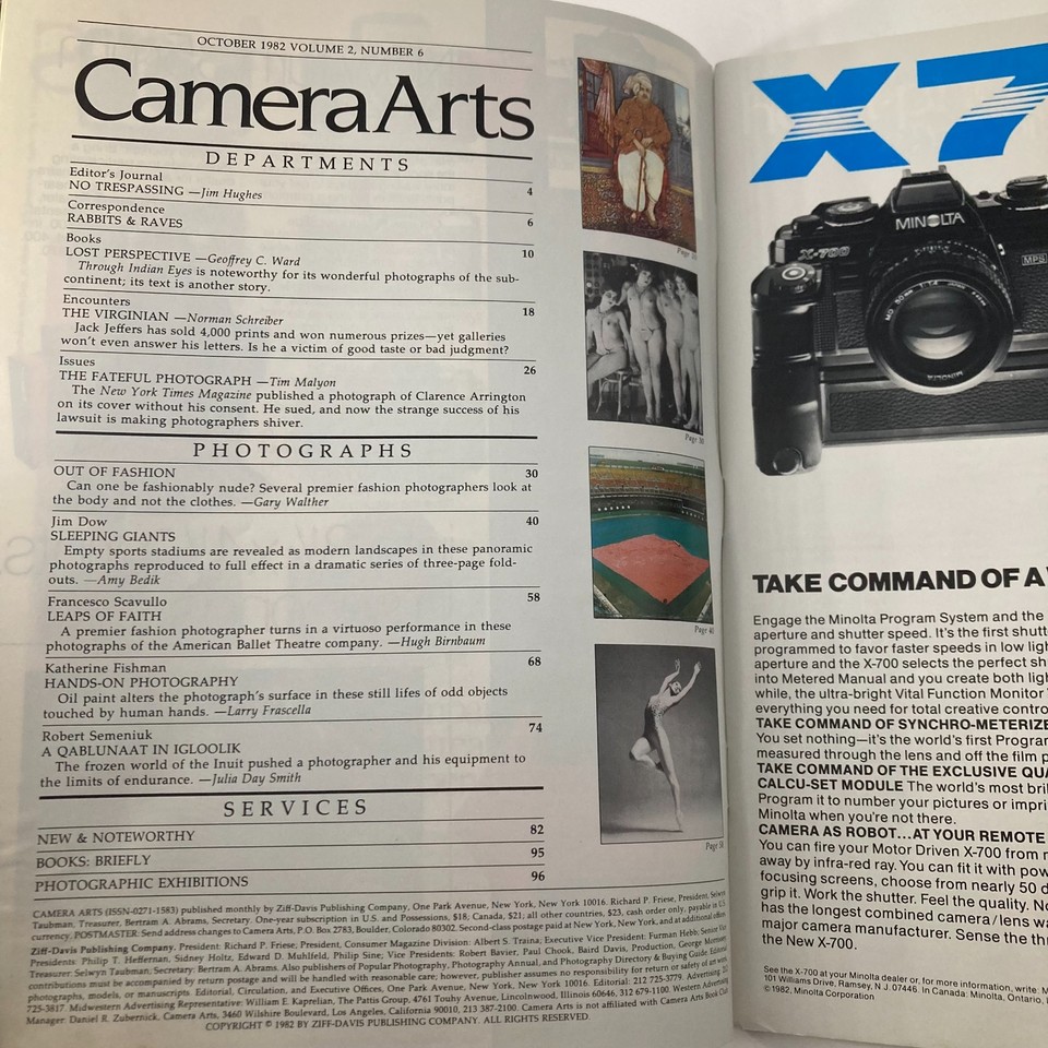 VTG Camera Arts Magazine October 1982 Marilyn Monroe, 1962 by Bert ...
