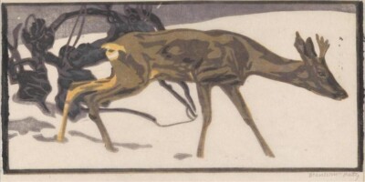 Deer Norbertine Bresslern-Roth Art Print 1922 Linocut Austrian Wildlife ...