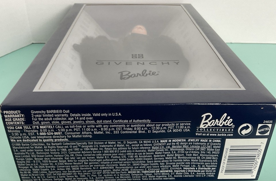 Mattel Barbie Givenchy Collabo Limited Edition 1999 w/Box Rare | eBay