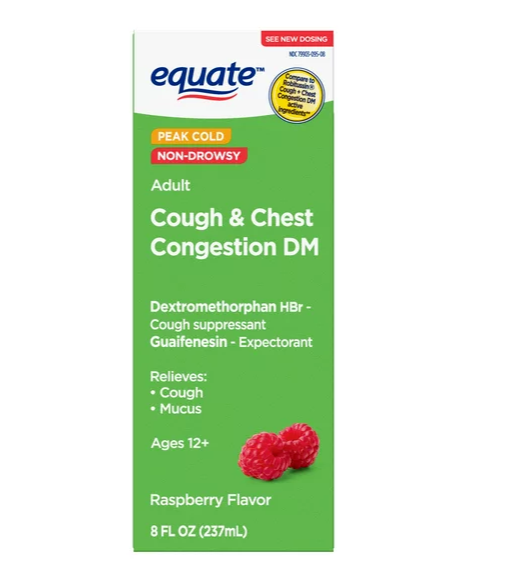 Equate Adult Cough & Chest Congestion DM Raspberry Flavor 3PKx 8oz Exp ...