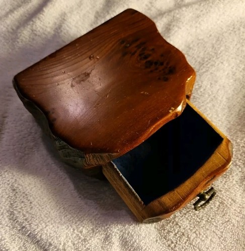 Vintage Rustic California Redwood Sliding Drawer Keepsake Box Burl Red ...