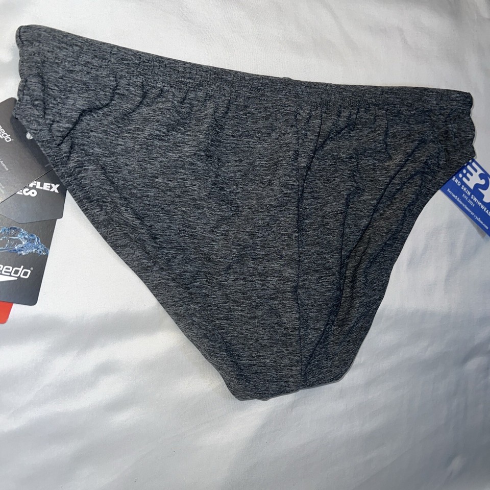 Men’s Speedo Solar Bikini Swim Brief, PowerFlex Eco, Heather Grey, Size ...