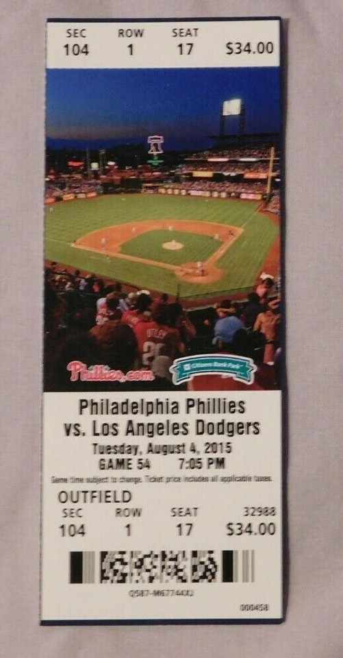 2015 Philadelphia Phillies Ticket Stub Pick One - unused Season Ticket ...