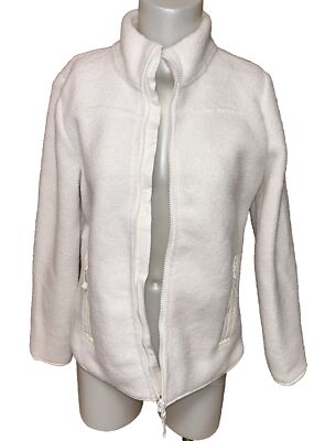 TALBOTS ~ IVORY ~ SHERPA WOVEN TRIM ZIP FRONT JACKET ~ MISSES Small ...