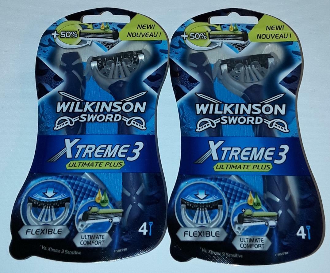 2 x WILKINSON SWORD XTREME 3 ULTIMATE PLUS DISPOSABLE 4 RAZORS = 8 PACK ...