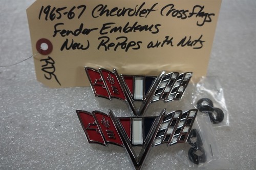 1965-67 CHEVROLET CROSS FLAGS FENDER EMBLEMS NEW /RD5/ | eBay