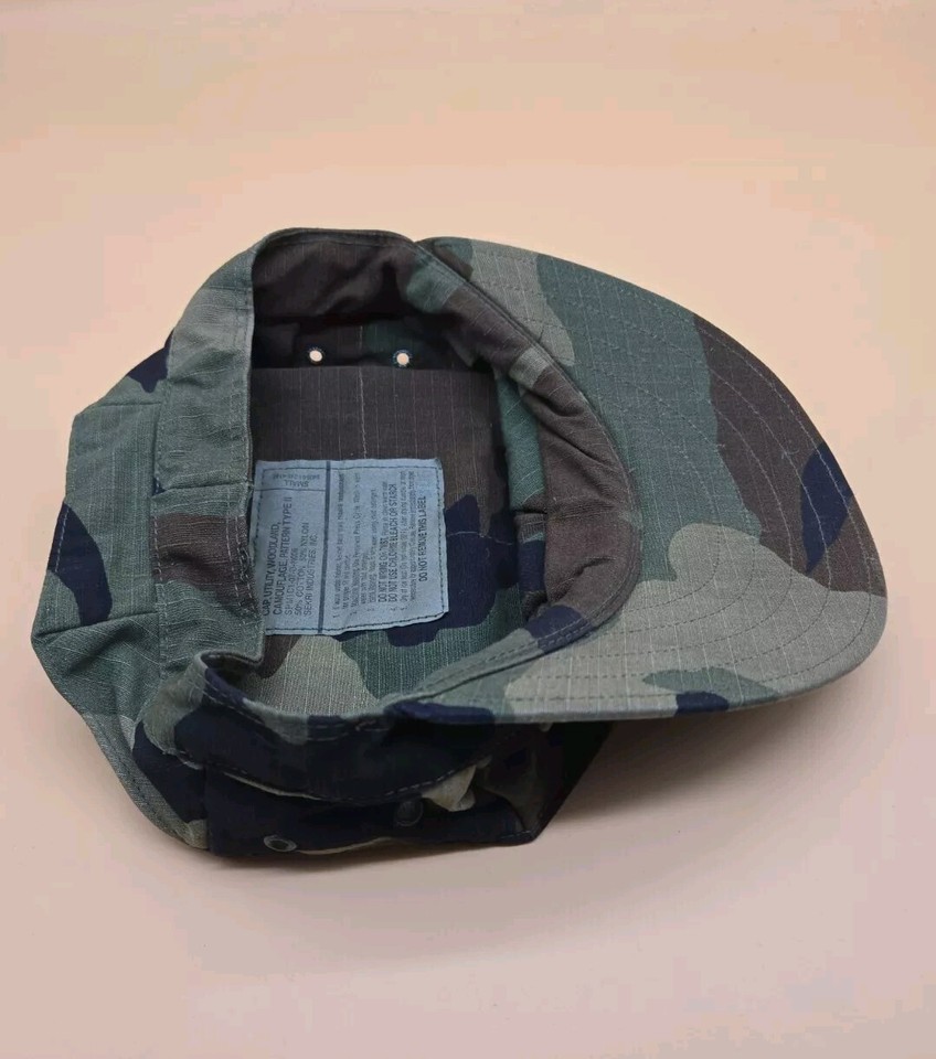 US Military Woodland Camo 8 Point Utility Cover Hat Cap Sz Small | eBay