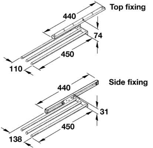 Towel Rail 3 Arm Telescopic Kitchen Storage Tea Towels - Anodised ...