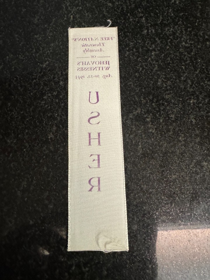 WATCHTOWER FREE NATIONS ASSEMBLY USHER RIBBON 1943 | eBay