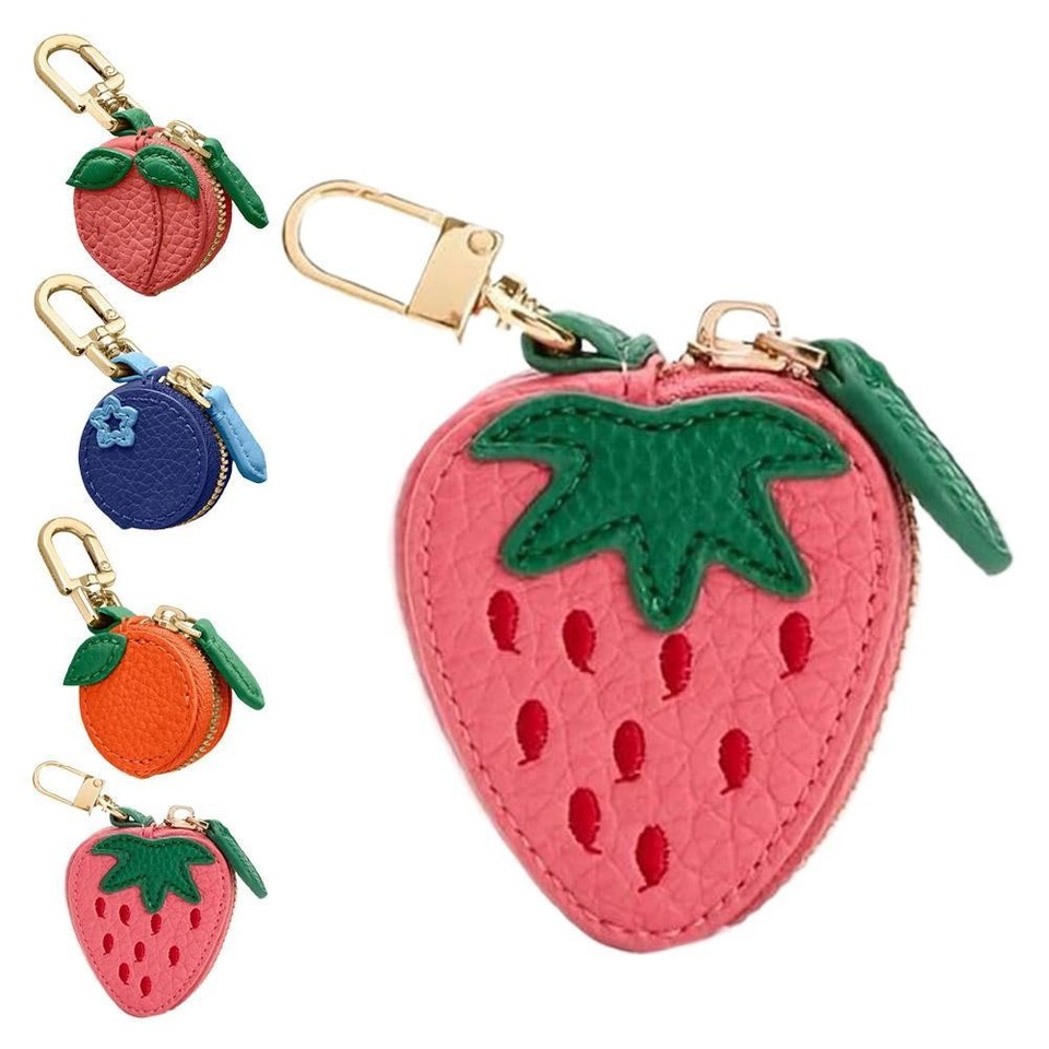 Fruit Shape Design Fruit Charm Coin Purse Cute Key Chain Mini Pouch ...