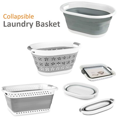 Collapsible Folding Laundry washing Basket storage Space Saving Cloth ...