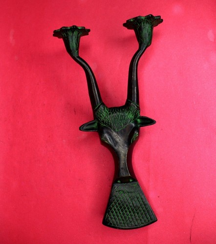 Handcrafted Brass Bull Head Shape Candle Holder Home Office Wall Decor ...