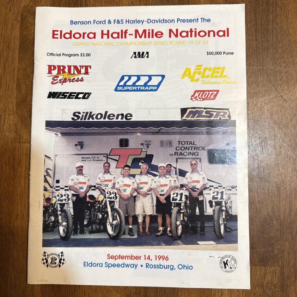 The Eldora Half-Mile National Sept 14 1996 Program Very Rare Speedway ...