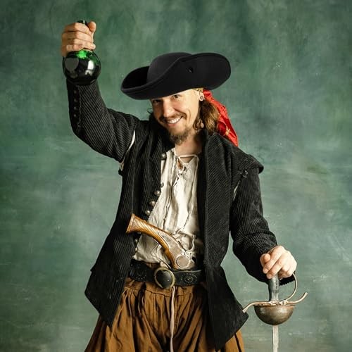 Pirate Hat for Men Women,Pirate Costume Accessories Hat,Colonial ...