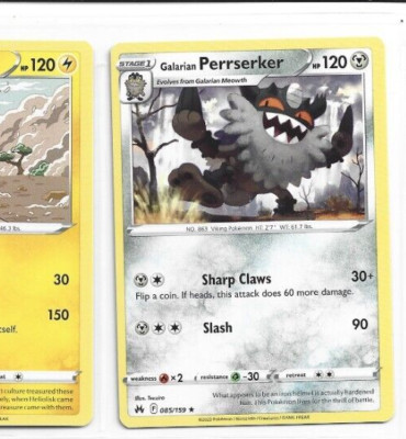 RARE Galarian Perrserker 085/159 Crown Zenith Pokemon TCG Rare trading ...
