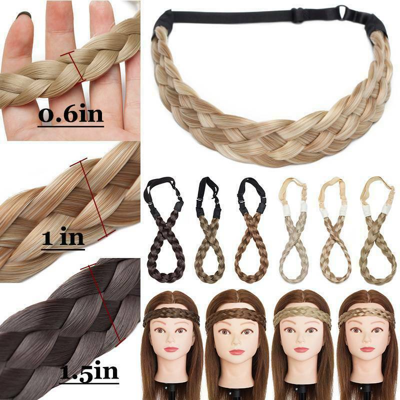 US Synthetic Hair Band Plaited Plait Elastic Bohemia Braided Headband ...