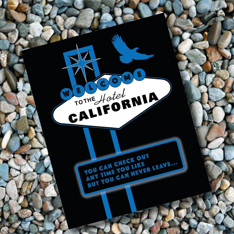 Hotel California - Eagles Inspired Song Lyric Modern Print Art Design ...
