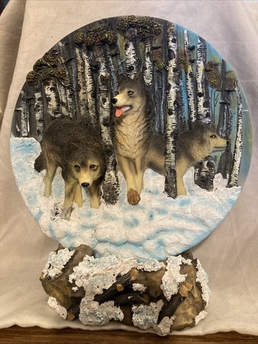 Vintage 3D Relief Decorative Wolf Plate with Base | eBay