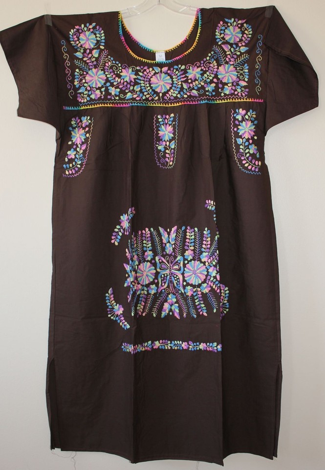 Plus Size Mexican DRESS Peasant Smock Embroidered 2X 3X Vintage Style ...