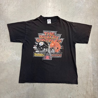 Vintage 90s NFL Steelers vs Browns Rivalry Continues Helmet Graphic T ...