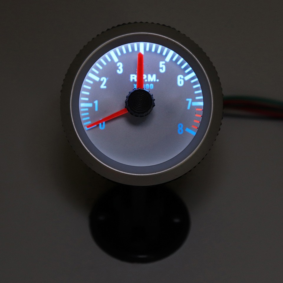 2" 52mm 0~8000RPM Tachometer Blue Light For 4 / 6 / 8 Cylinder Engines ...