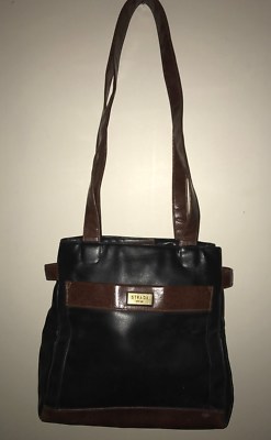STRADA BLACK PURSE WITH BROWN TRIM | eBay