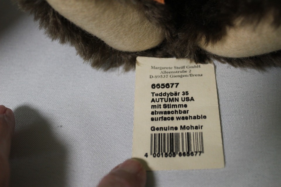 STEIFF MOHAIR TEDDY BEAR SCRUMPY AUTUMN JOINTED + GROWLER NEW W/ TAGS ...