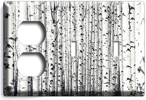 BIRCH GROVE TREE TRUNKS WILD WOODS FORREST LIGHT SWITCH WALL OUTLET ...