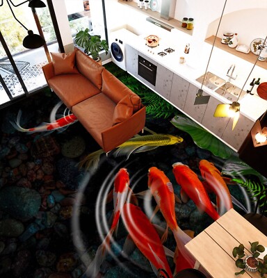 3D Beautiful Goldfish G2958 Floor WallPaper Murals Wall Print Decal AJ ...